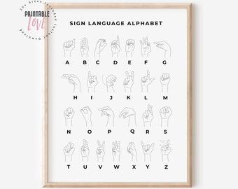 ASL Poster, American Sign Language Alphabet Printable, Sign Language ...