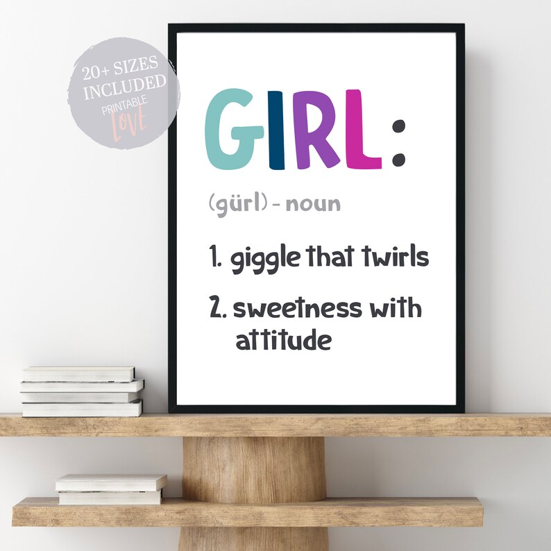 Girl Definition Print Girls Room Decor Girls Nursery Decor | Etsy