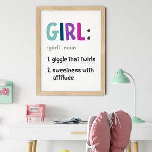 Girl Definition Print, Girls Room Decor, Girls Nursery Decor ...