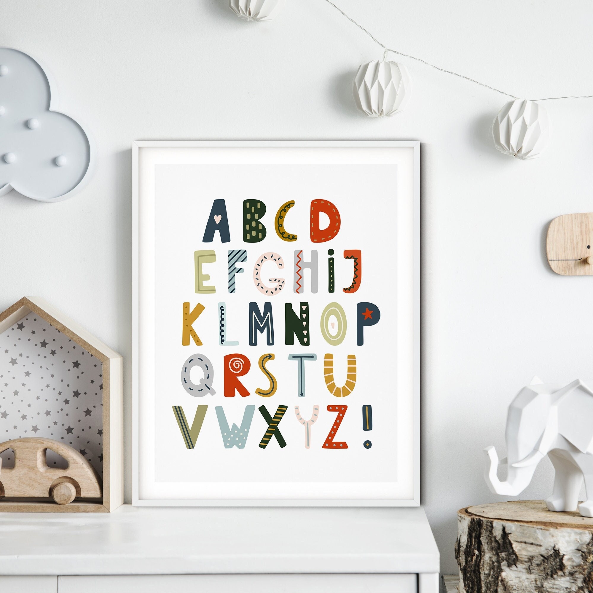ABC Boys Nursery Print, Alphabet Printable, Scandinavian Kids Room Wall ...