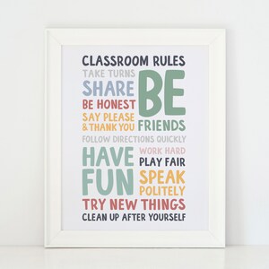 Classroom Rules Print, Classroom Decor, Learning Printables, Home ...