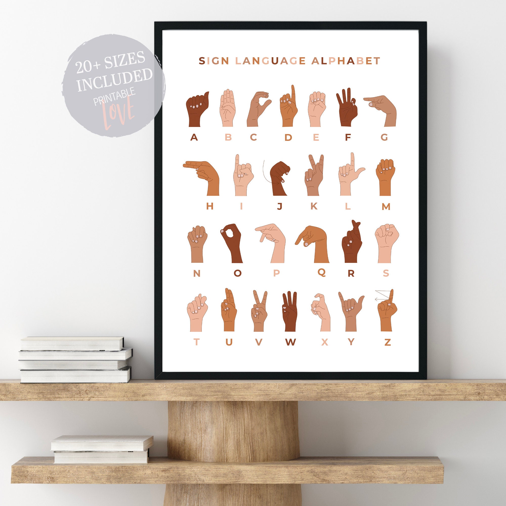 American Sign Language Alphabet Printable, ASL Poster, Sign Language ...