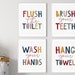 Bathroom Art Set, Kids Bathroom Sets, Flush the Toilet, Brush Your ...