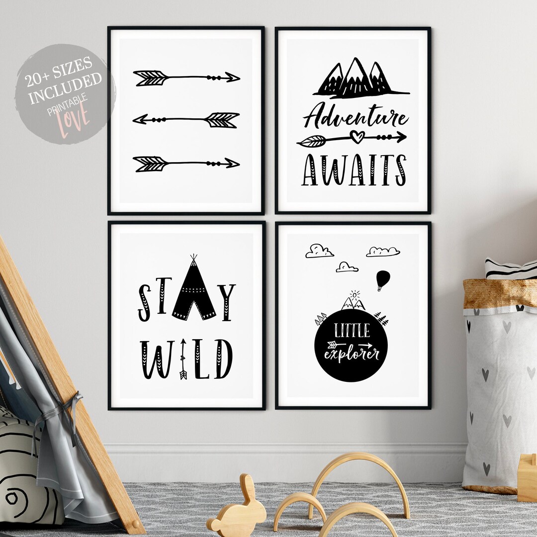 Set of 4: Adventure Nursery Printables, Adventure Awaits Print, Stay ...