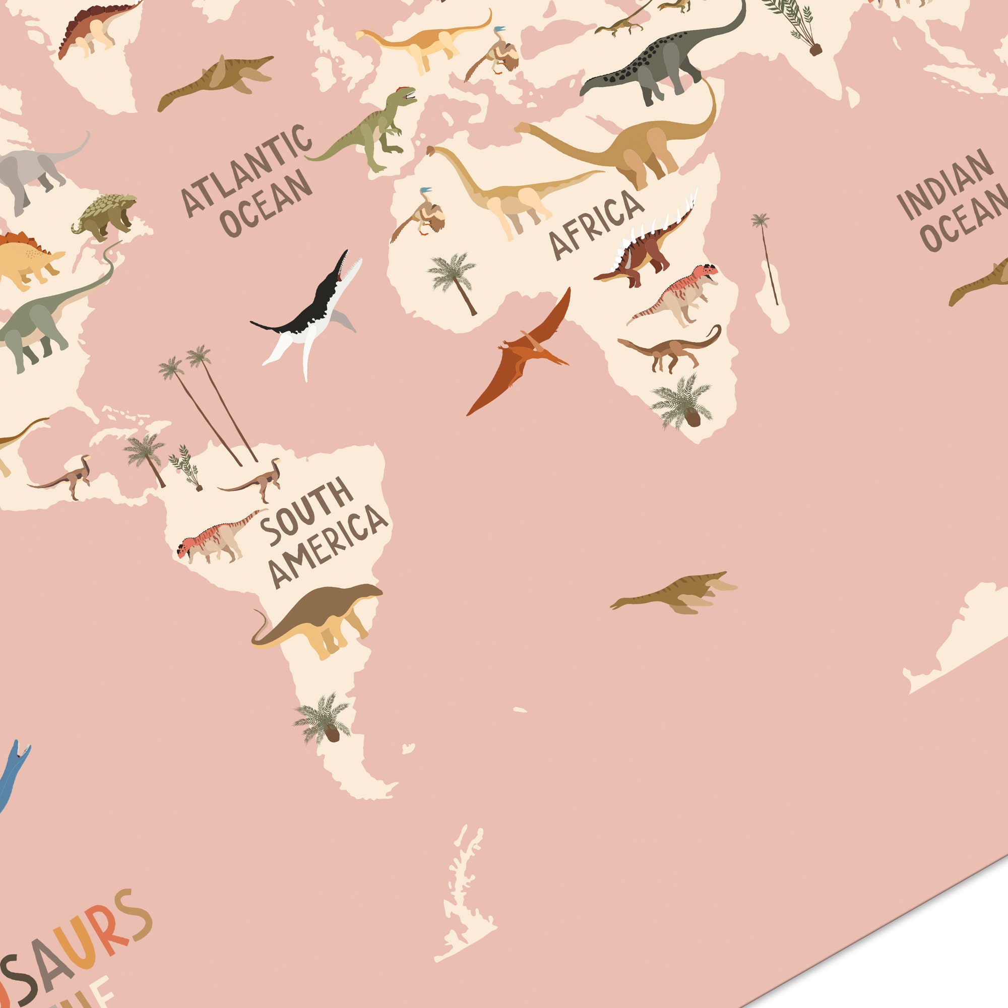Dinosaur World Map Print Dinosaurs of the World Classroom - Etsy