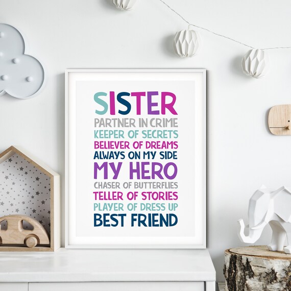 Sister Definition Sign Sister Sign Sisters Quote Girls | Etsy