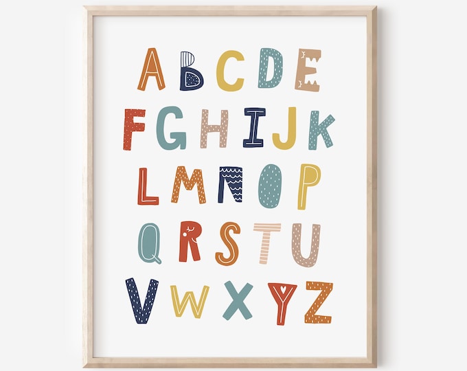 Custom Alphabet Poster, Alphabet Print, ABC Wall Art, ABC Poster Chart ...