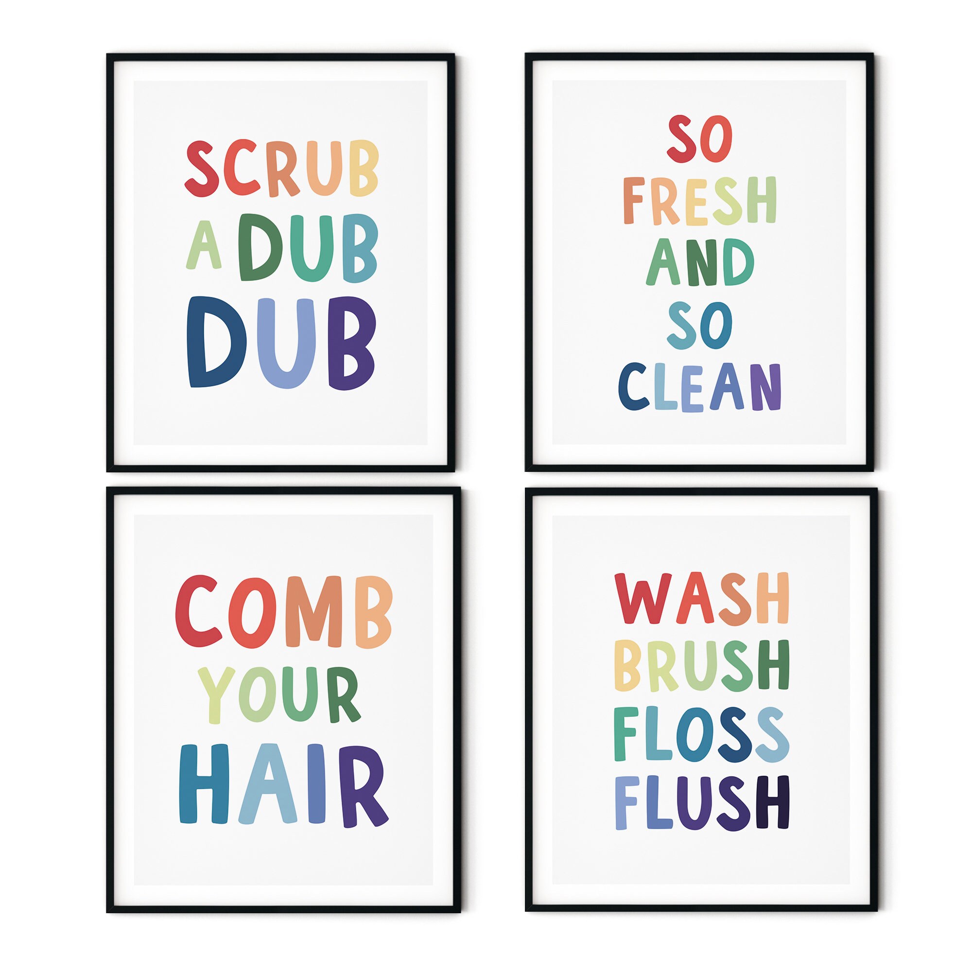 Bathroom Art Set Kids Bathroom Rules Bathroom Quotes | Etsy