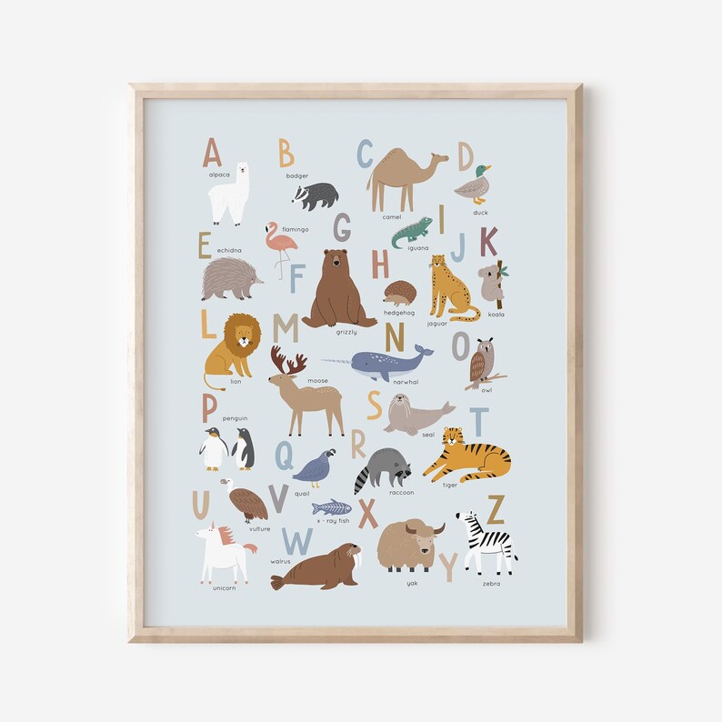 Animal Alphabet Poster, PRINTABLE Wall Art, Educational ABC Poster ...