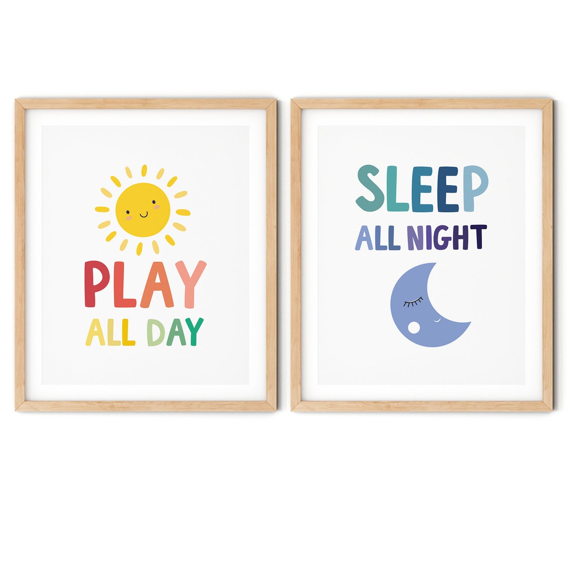 Play All Day Sleep All Night Printable Art Set Nursery Decor - Etsy
