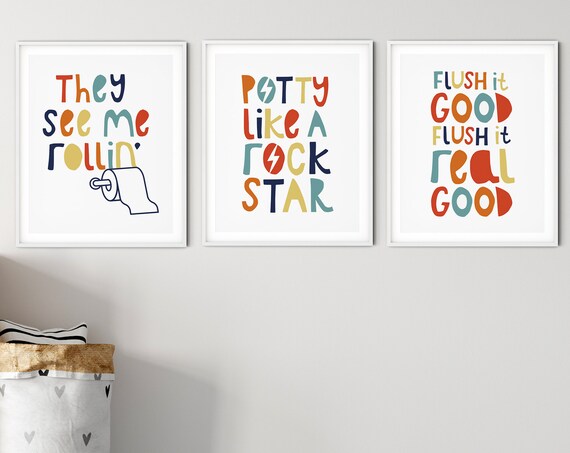 Printable Kids Toilet Signs Kids Bathroom Wall Art Kids | Etsy