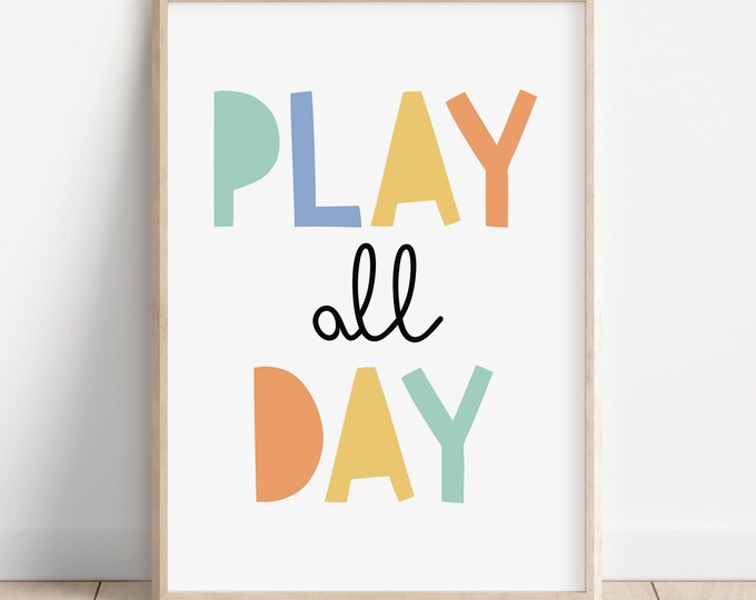 Set of 3 Playroom Prints, Playroom Sign Nursery Wall Art, Let's Play ...