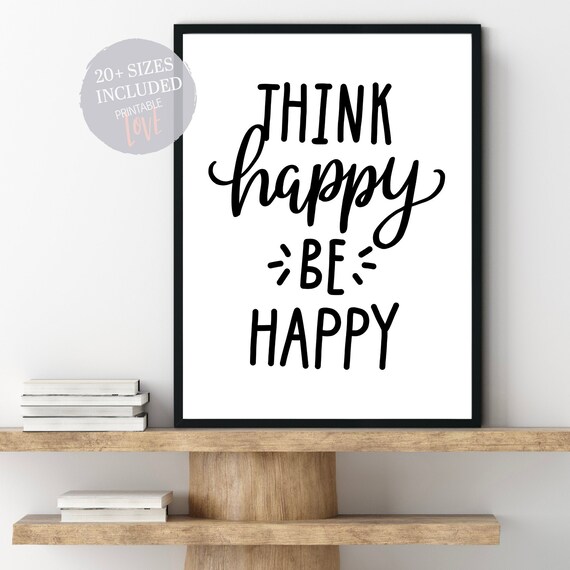 Think Happy Be Happy Print Kids Room Decor and Wall Art | Etsy