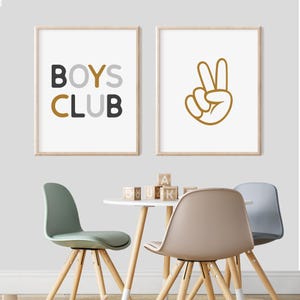 Boys Club Peace Sign Printable Art, Set of 2 Brothers Printable Signs ...