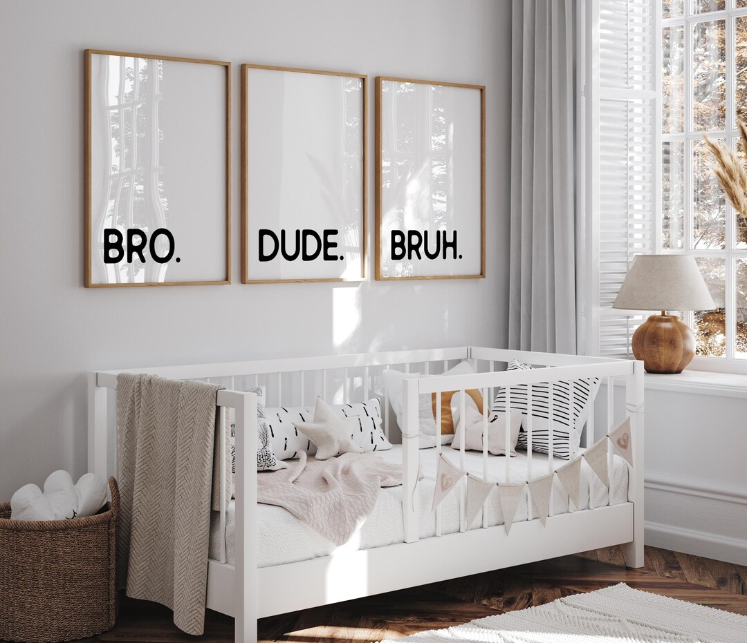 Set of 3 Prints, Bro Dude Bruh Wall Decor, Brothers Printable Wall Art ...