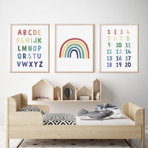 Set of 3 Prints, ABC Printable, Numbers 1-20, Rainbow Print, Alphabet ...
