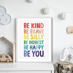 Be Kind,be Brave, Be Silly, Be You Printable Art, Kids Classroom Print ...
