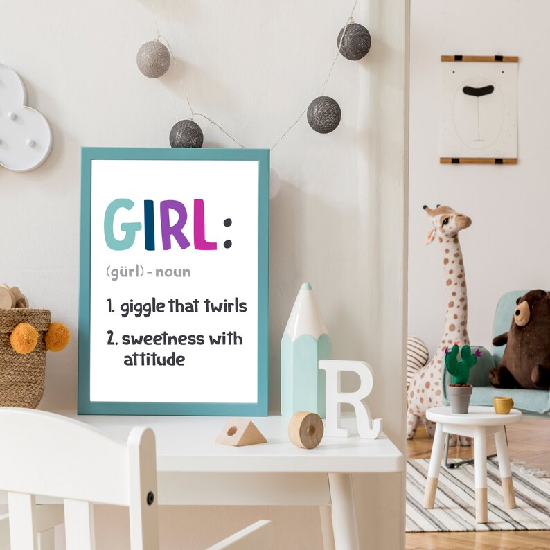 Girl Definition Print Girls Room Decor Girls Nursery Decor | Etsy