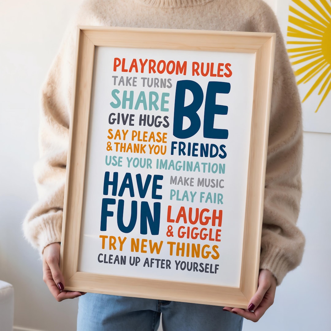Playroom Rules Printable, Playroom Rules Instant Download, Rainbow ...