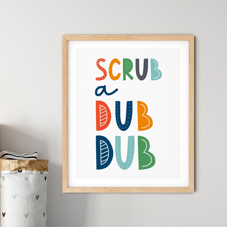 Scrub a Dub Dub Kids Bathroom Art Bathroom Sign Kids - Etsy