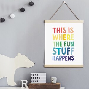 This is Where the Fun Stuff Happens Printable, Rainbow Playroom Print ...