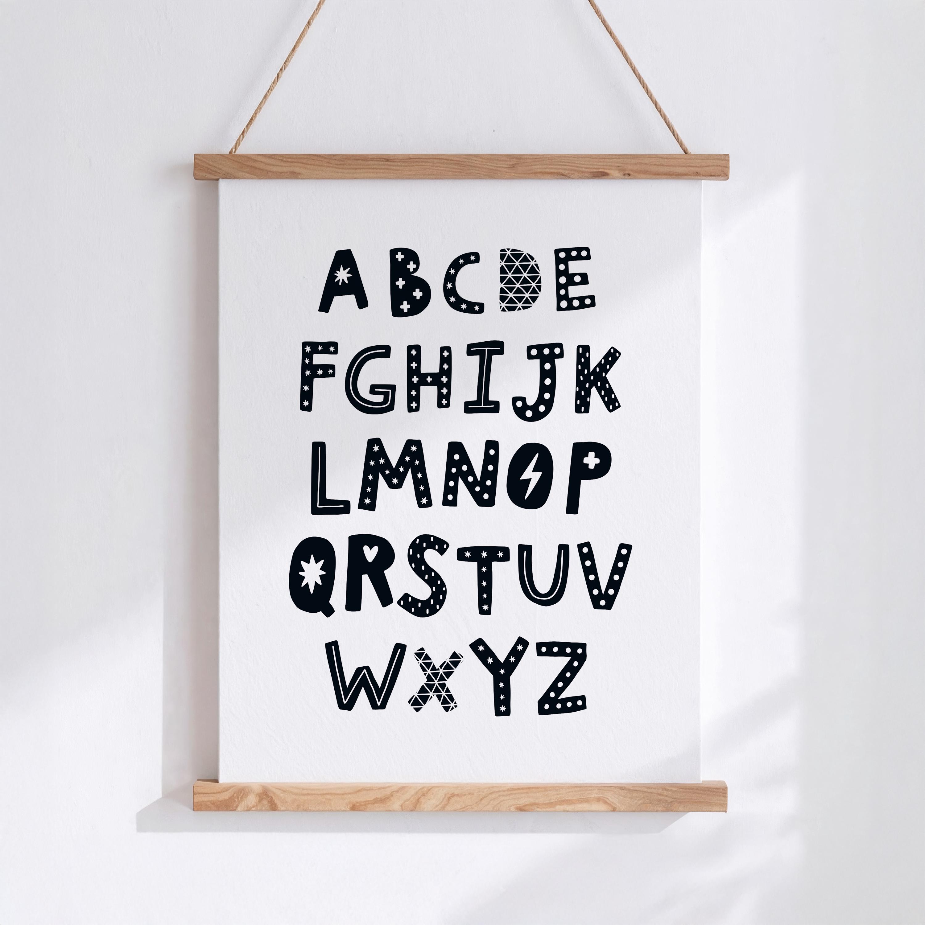 Alphabet Poster, Alphabet Print, ABC Wall Art, ABC Poster Chart, Kids ...