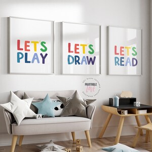Set of 3 Prints, Kid's Classroom Decor, Playroom Printable: Let's Play ...