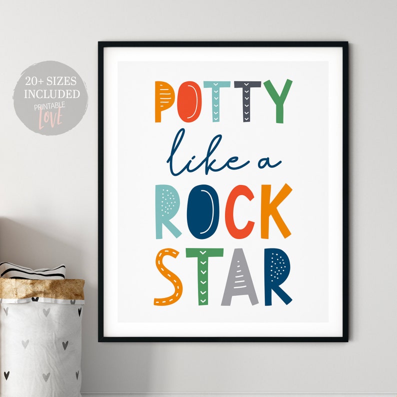 Potty Like A Rockstar Print Potty Training Sign Kids | Etsy