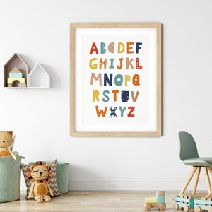 Color Alphabet Print, Alphabet Poster, ABC Wall Art and Chart, Kids ...