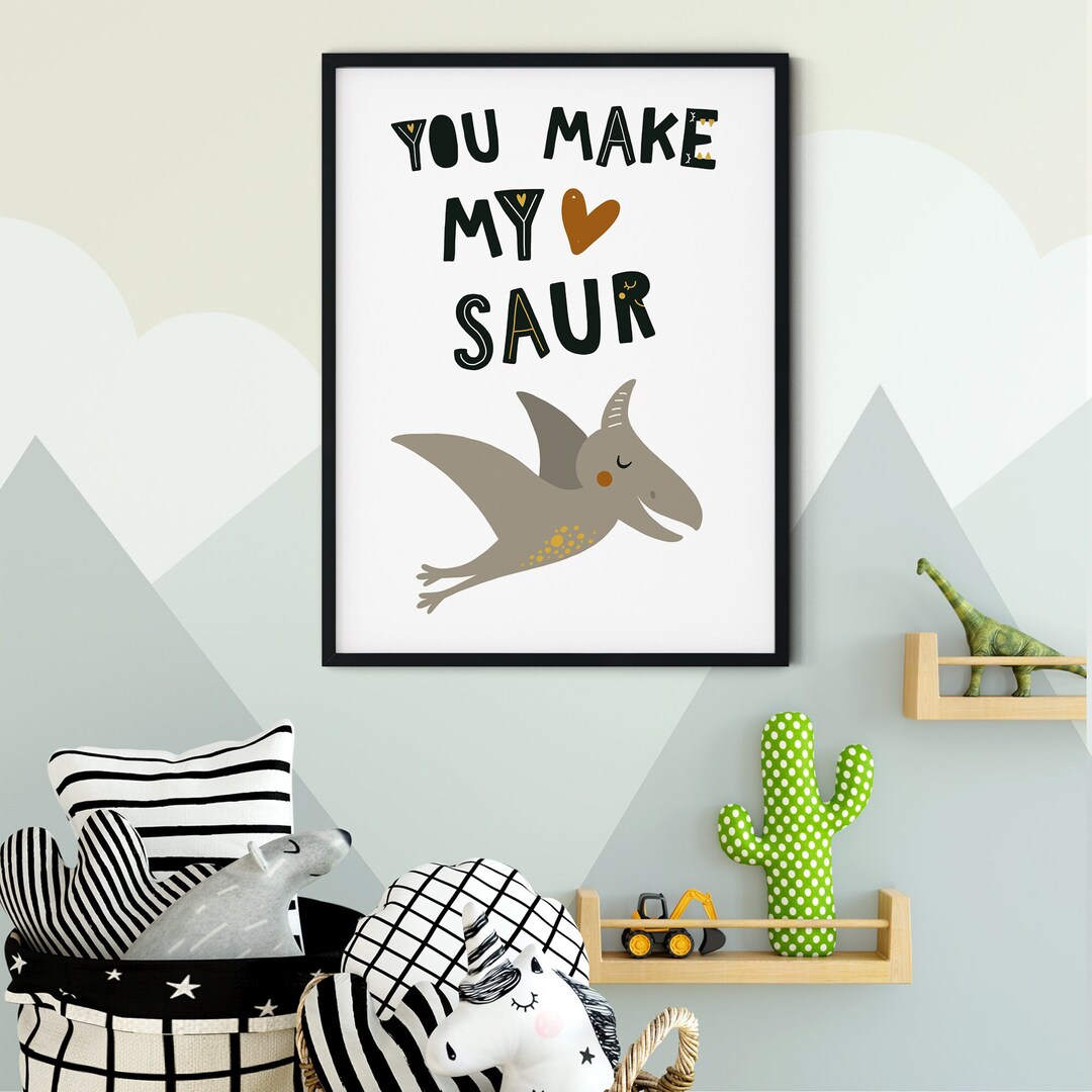 You Make My Heart Saur Dinosaur Print, Printable Dinosaur Decor, Boy ...
