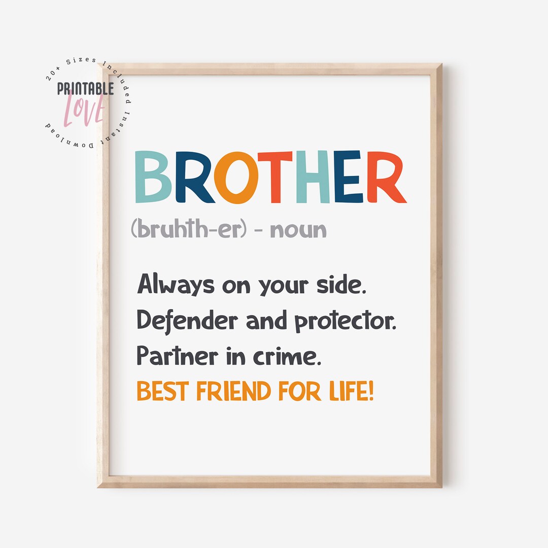 Brother Definition Sign, Kids Room Definition Wall Art, Brothers Quote ...