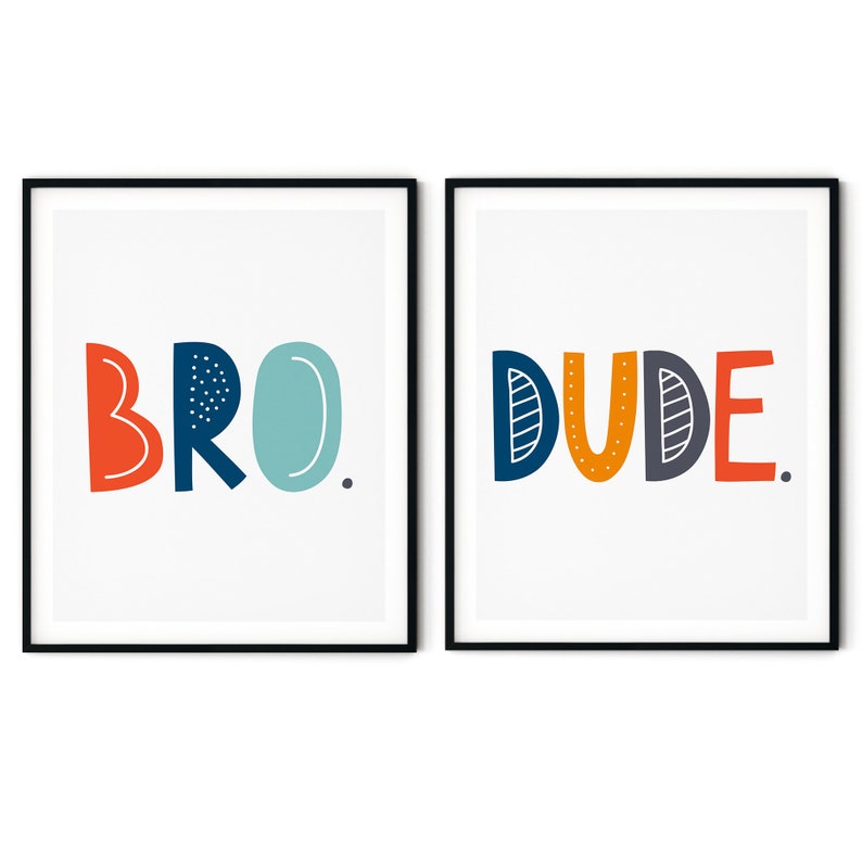 Bro Dude Printable Art Set of 2 Brothers Printable Signs - Etsy