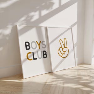 Boys Club Peace Sign Printable Art, Set of 2 Brothers Printable Signs ...