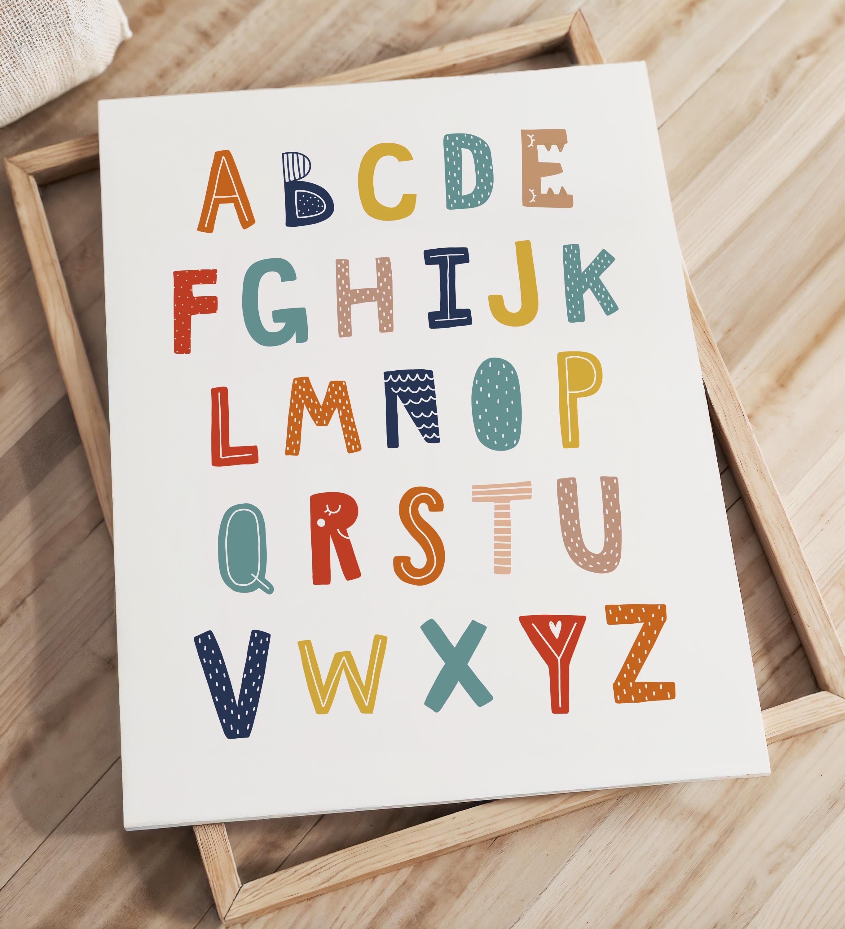 Alphabet Poster, Alphabet Print, ABC Wall Art, ABC Poster Chart, Kids ...