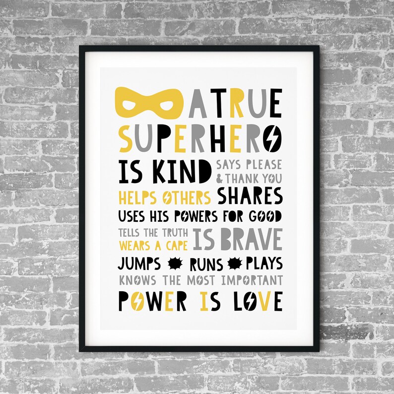 Set of 4 Superhero Prints, Superhero Instant Wall Art, Superhero ...