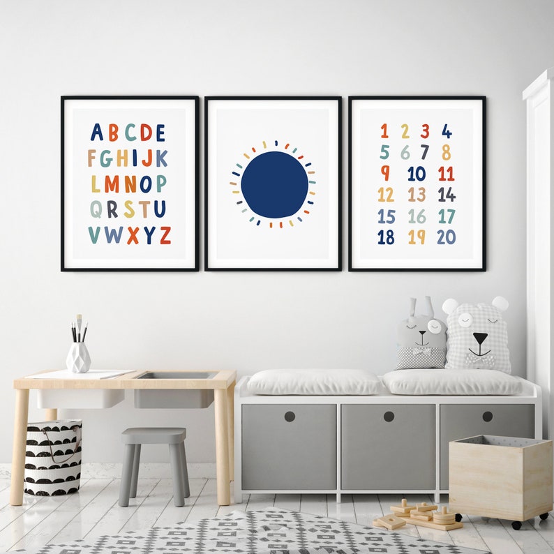 Set of 3 Prints ABC Printable Numbers 1-20 Sunshine Print - Etsy