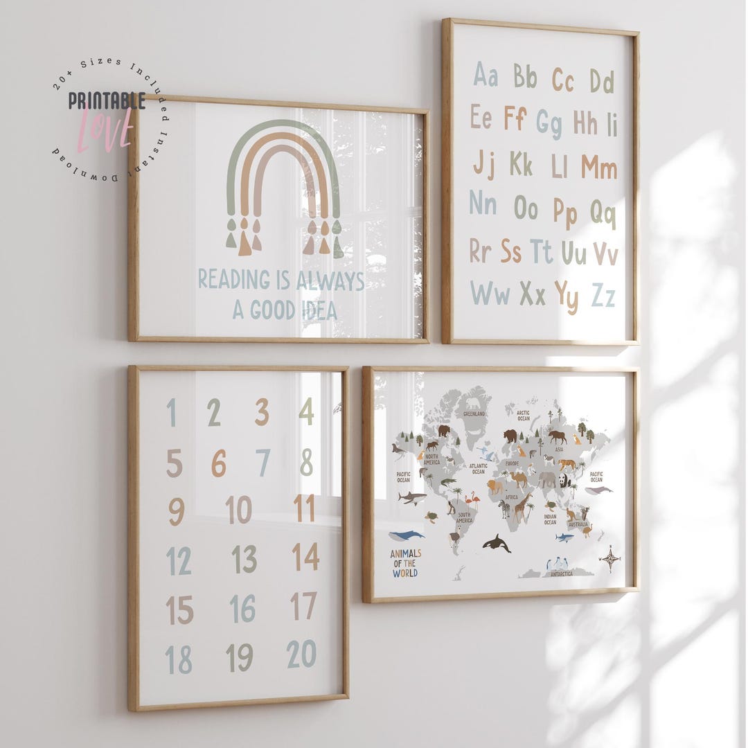 Set of 4 Classroom Prints Educational Posters Preschool Classroom Print ...
