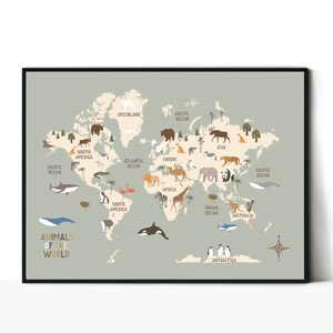 Animals World Map, Kids Animal World Map Printable, UPDATED World Map ...