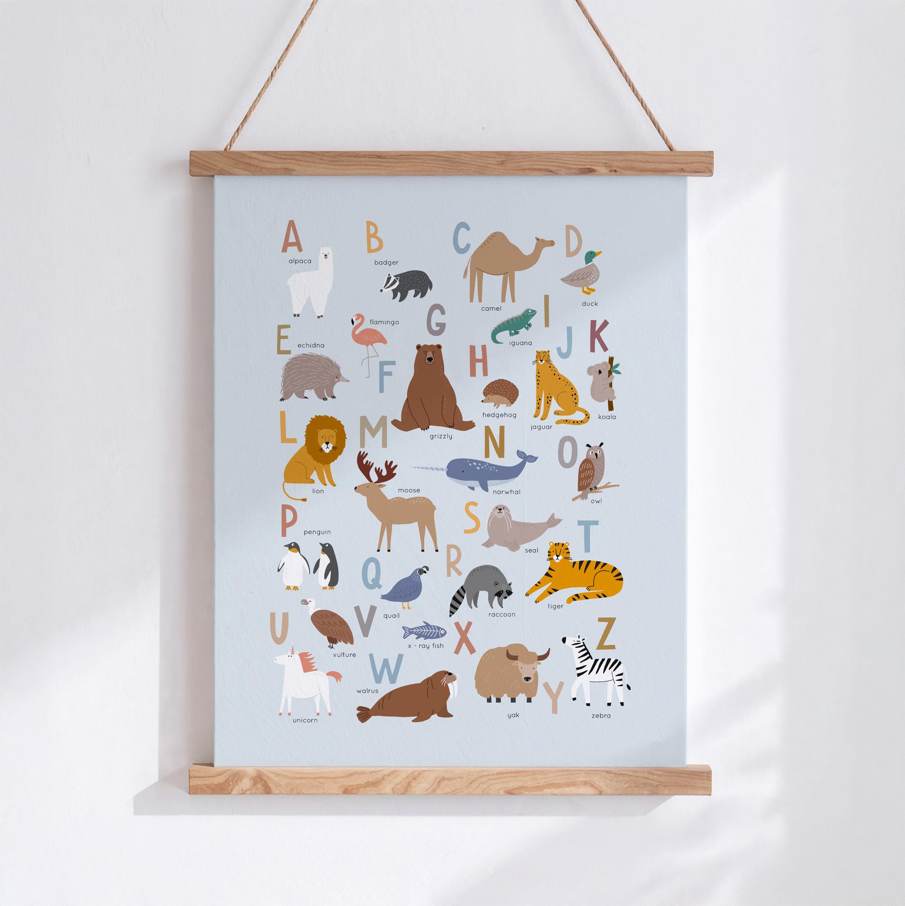 Animal Alphabet Poster, PRINTABLE Wall Art, Educational ABC Poster ...