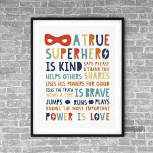 Superhero Rules, Superhero Wall Art, Superhero Nursery Art, Superhero ...