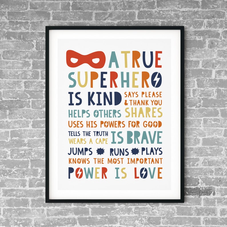 Superhero Rules, Superhero Wall Art, Superhero Nursery Art, Superhero ...