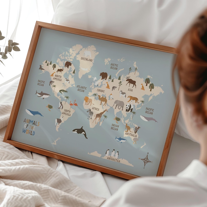 Animals World Map, Kids Animal World Map Printable, UPDATED World Map ...