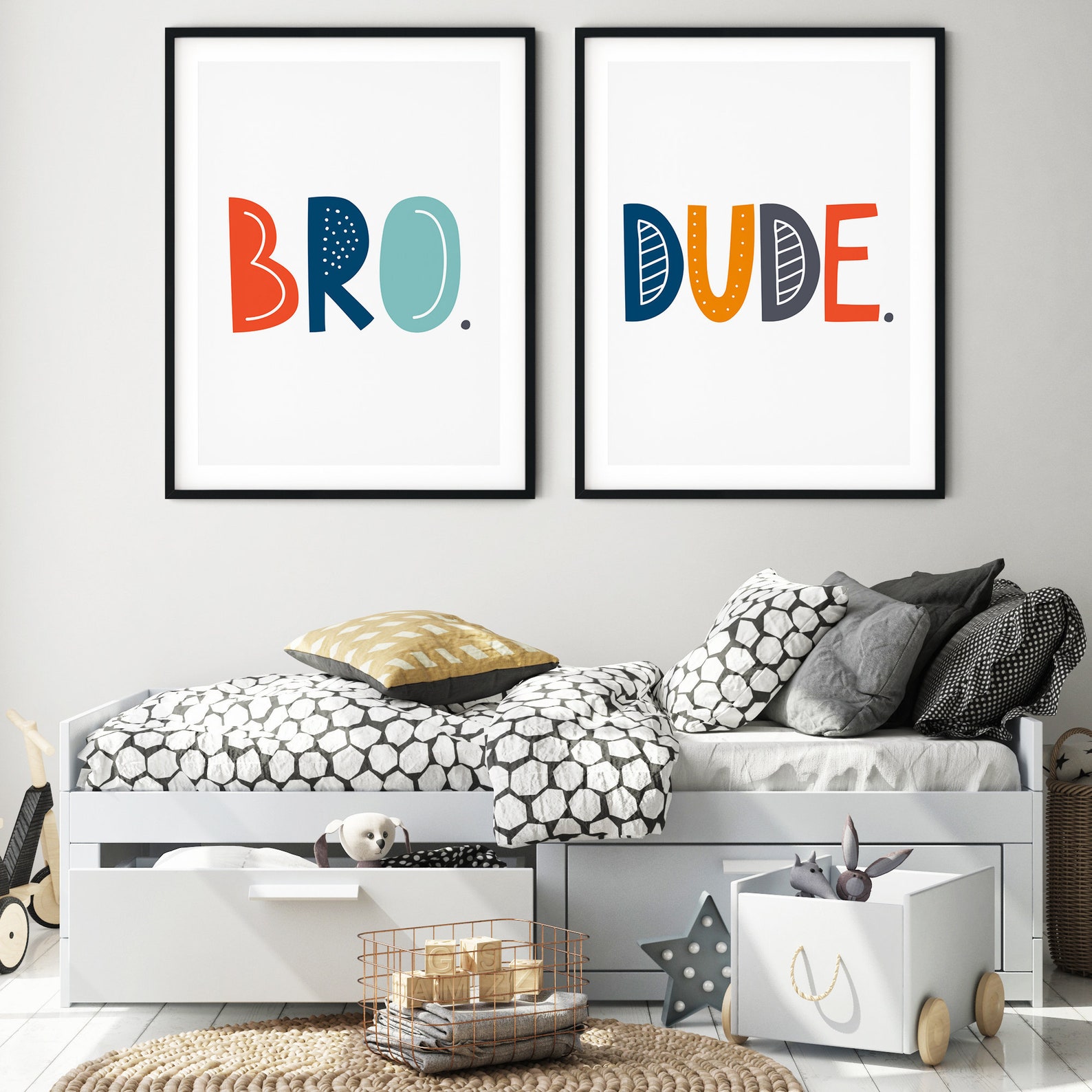 Bro Dude Printable Art, Set of 2 Brothers Printable Signs, Boys Bedroom ...