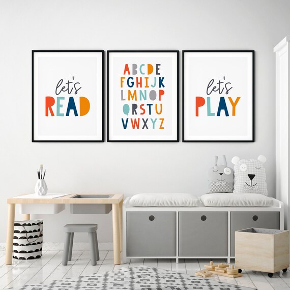 Set of 3 Playroom Printable Art Kids Room Decor Let's - Etsy