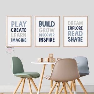 Set of 3 Playroom Printable Art, Kids Playroom Rules, Classroom Decor ...