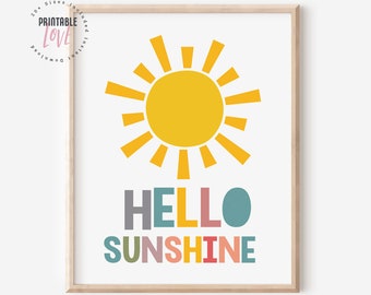 Hello Sunshine Printable Art, Motivational Quote Print, Nursery Decor ...