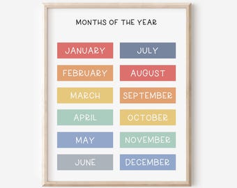 Months of the Year Printable, Educational Posters, Kindergarten Poster ...