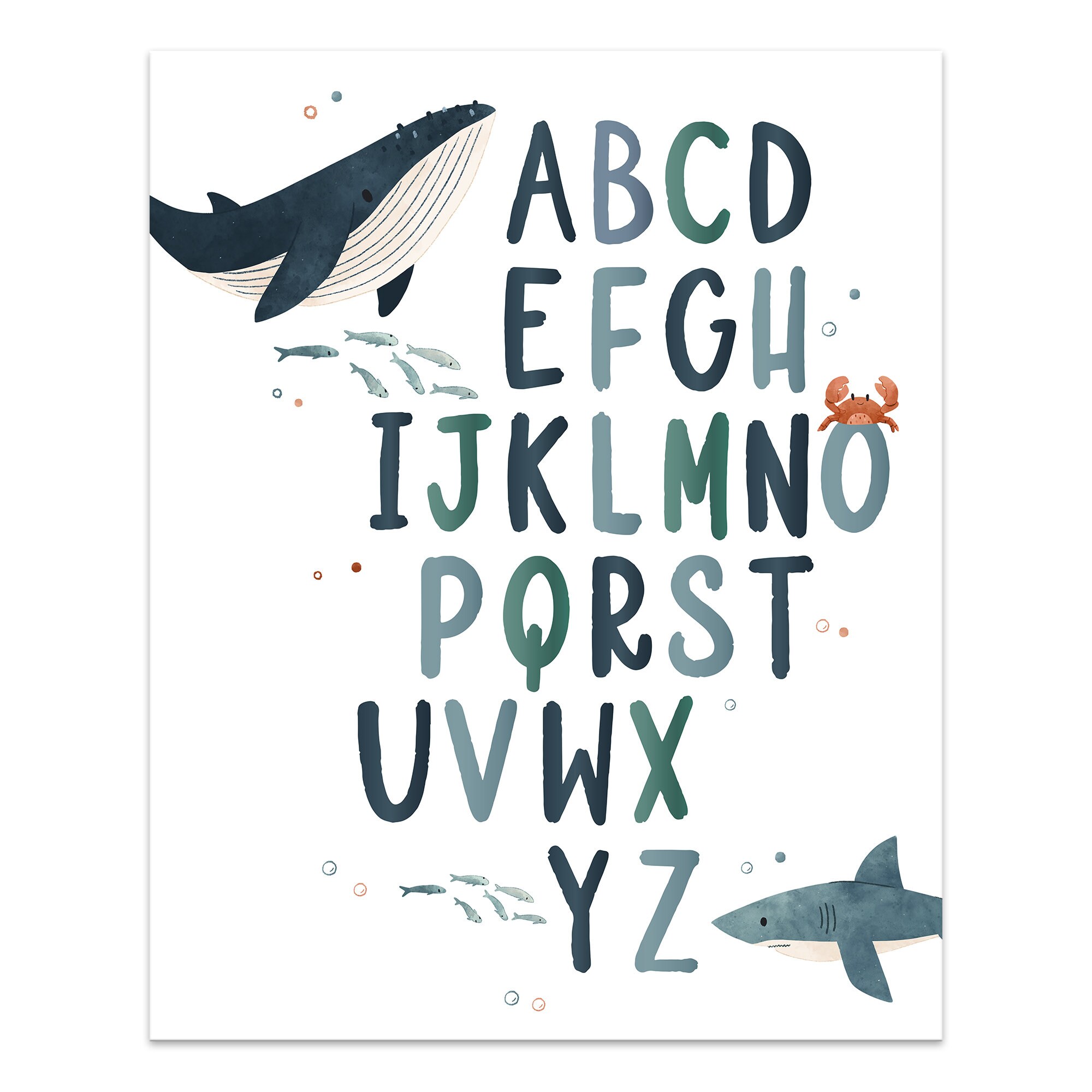 Ocean Alphabet and Numbers Print Set Nautical Nursery Art - Etsy