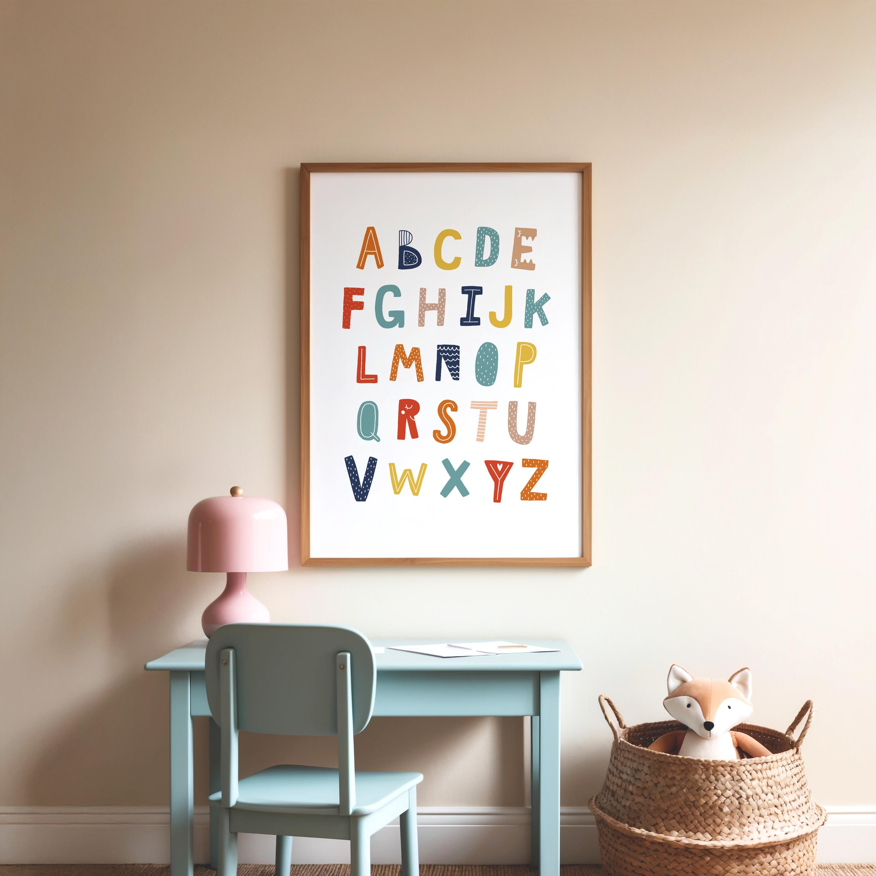 Alphabet Poster, Alphabet Print, ABC Wall Art, ABC Poster Chart, Kids ...