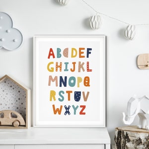 Color Alphabet Print, Alphabet Poster, ABC Wall Art and Chart, Kids ...